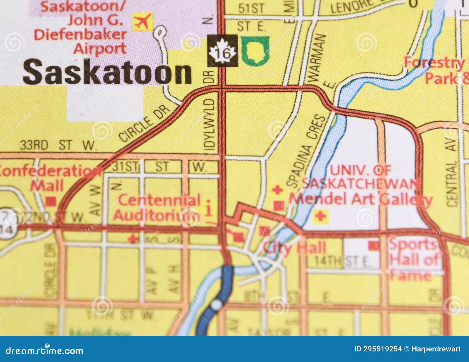 Map Image of Saskatoon, Saskatchewan, Canada Stock Photo - Image of represent, mall: 295519254