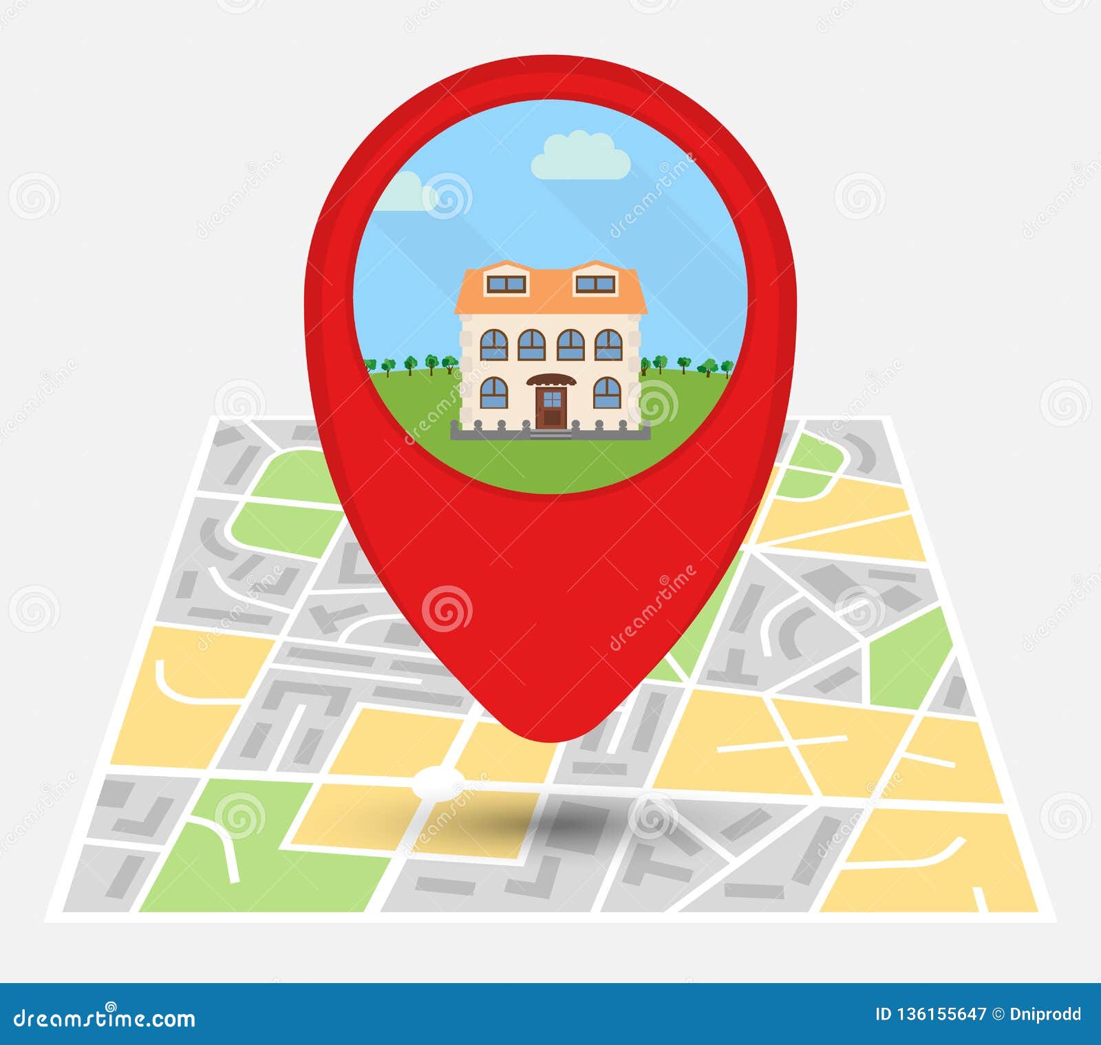 Map of an Imaginary City with Point on the Map Stock Vector ...