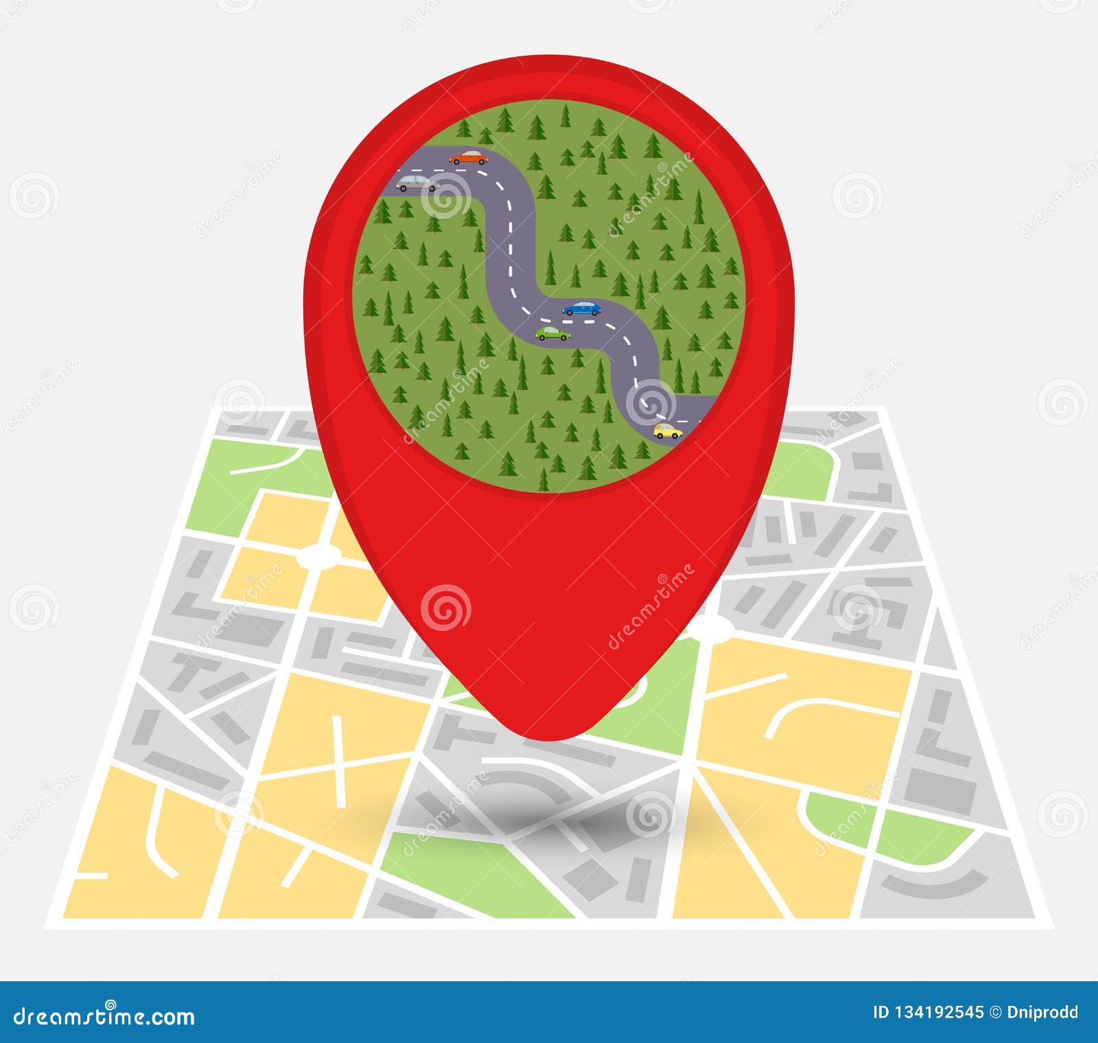 Map of an Imaginary City with Point on the Map Stock Vector ...