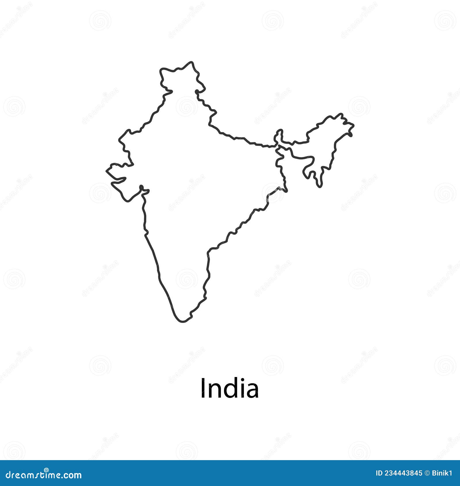 Map of India in Black Contour. Vector Illustration. Stock Vector ...