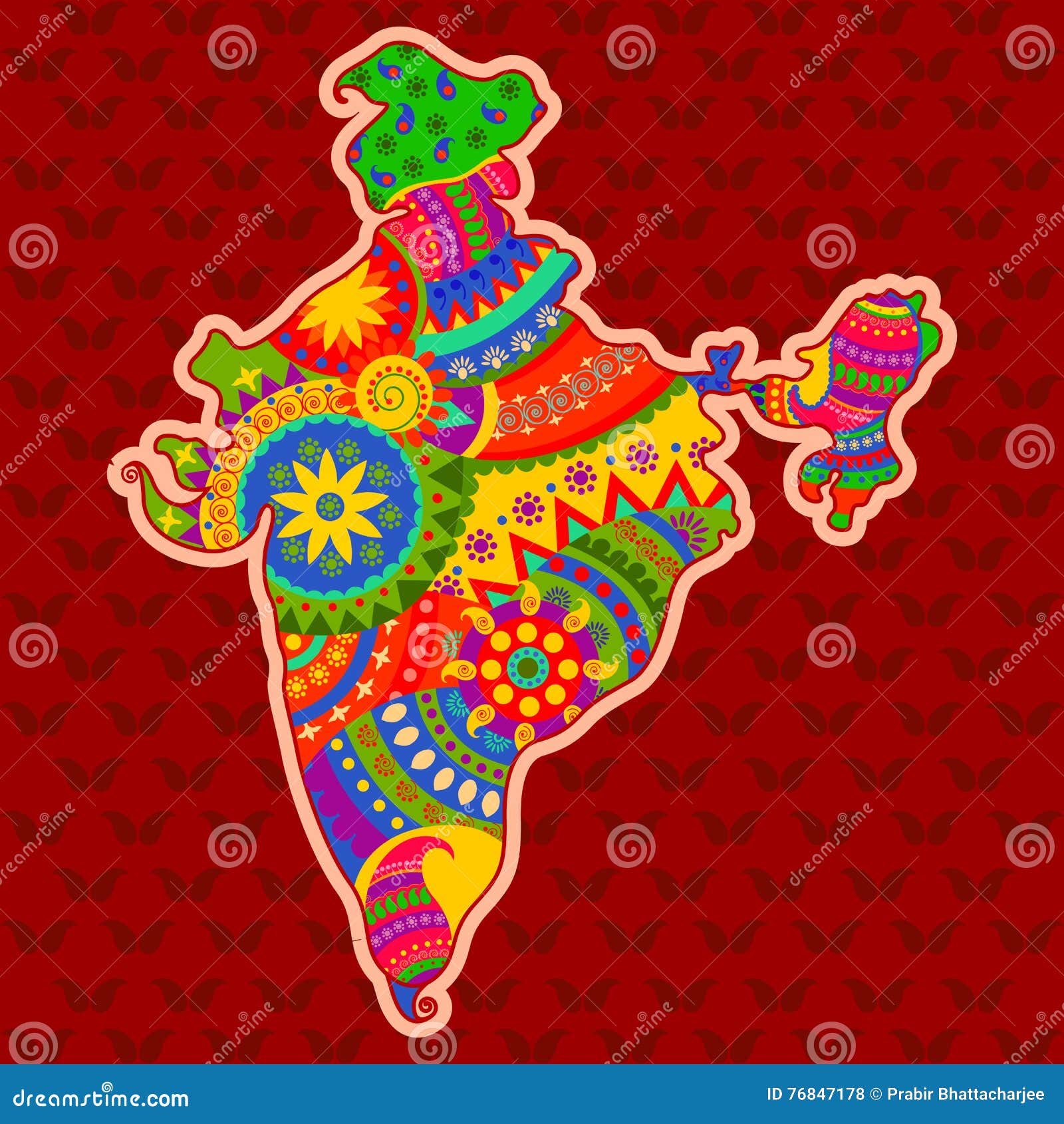 Map of India in Indian Art Style Stock Vector - Illustration of glory ...