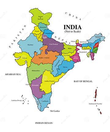 Map India [Labeled] Authentic Stock Illustration - Illustration of ...