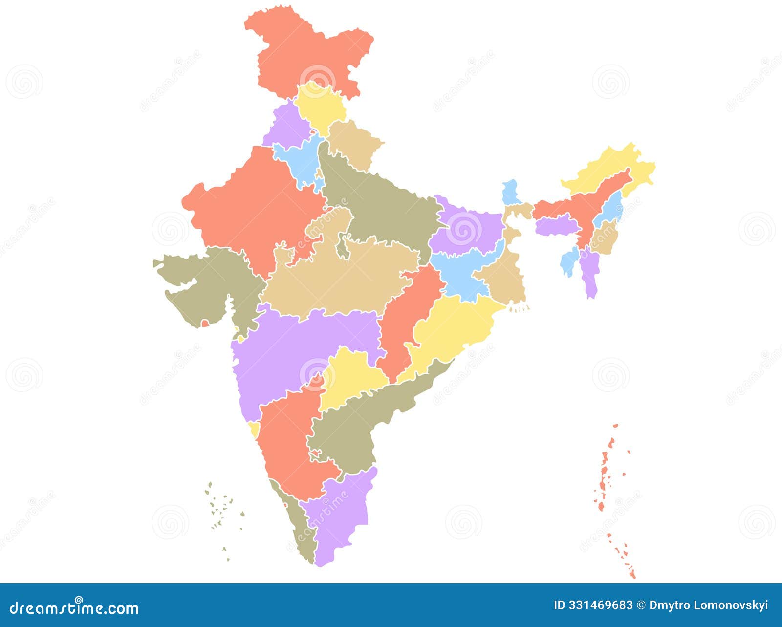 Map of India by Region in Different Colors Stock Illustration ...