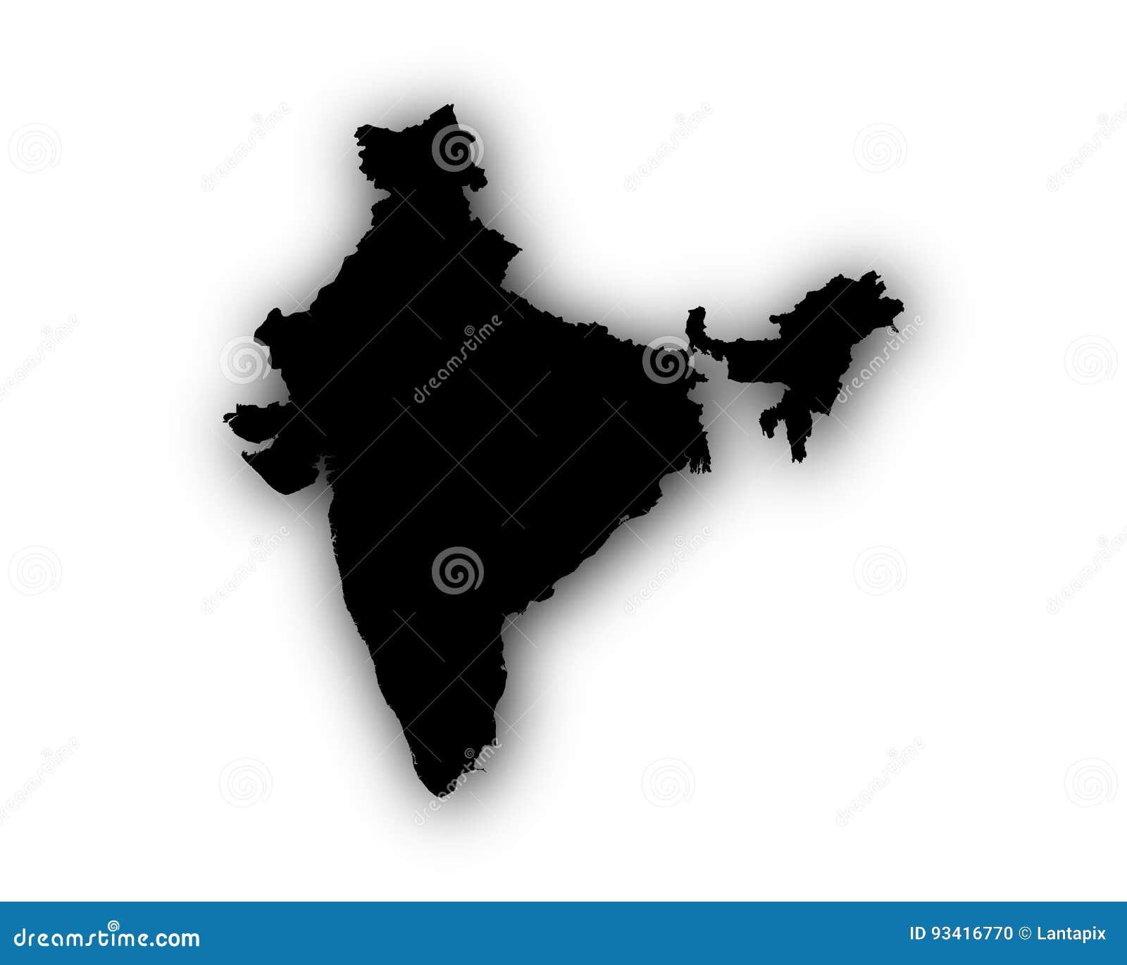 Map of India with shadow stock vector. Illustration of isolated - 93416770
