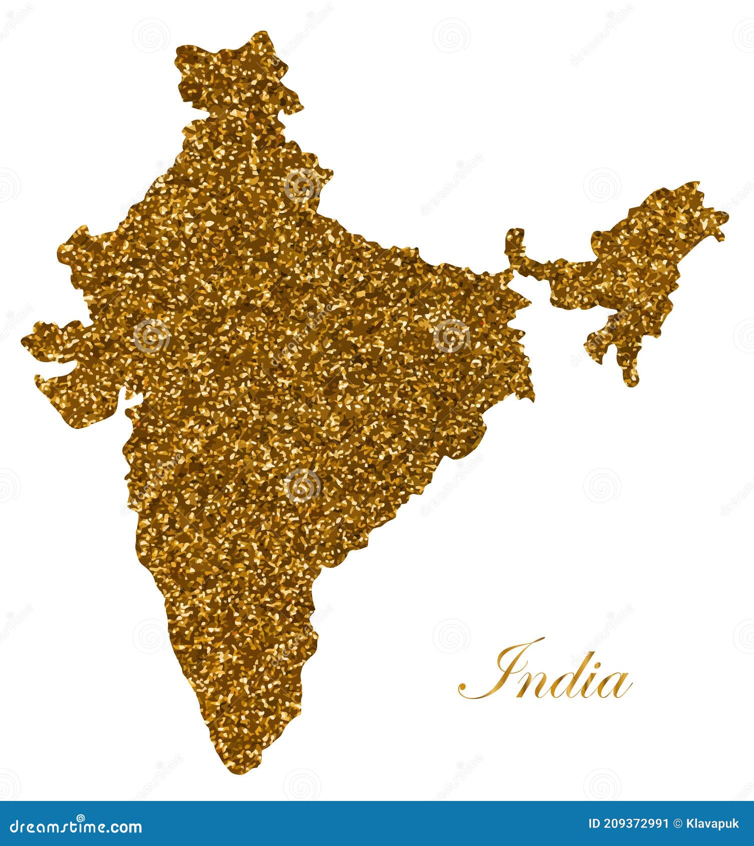 Map of India. Silhouette with Golden Glitter Texture Stock Vector ...