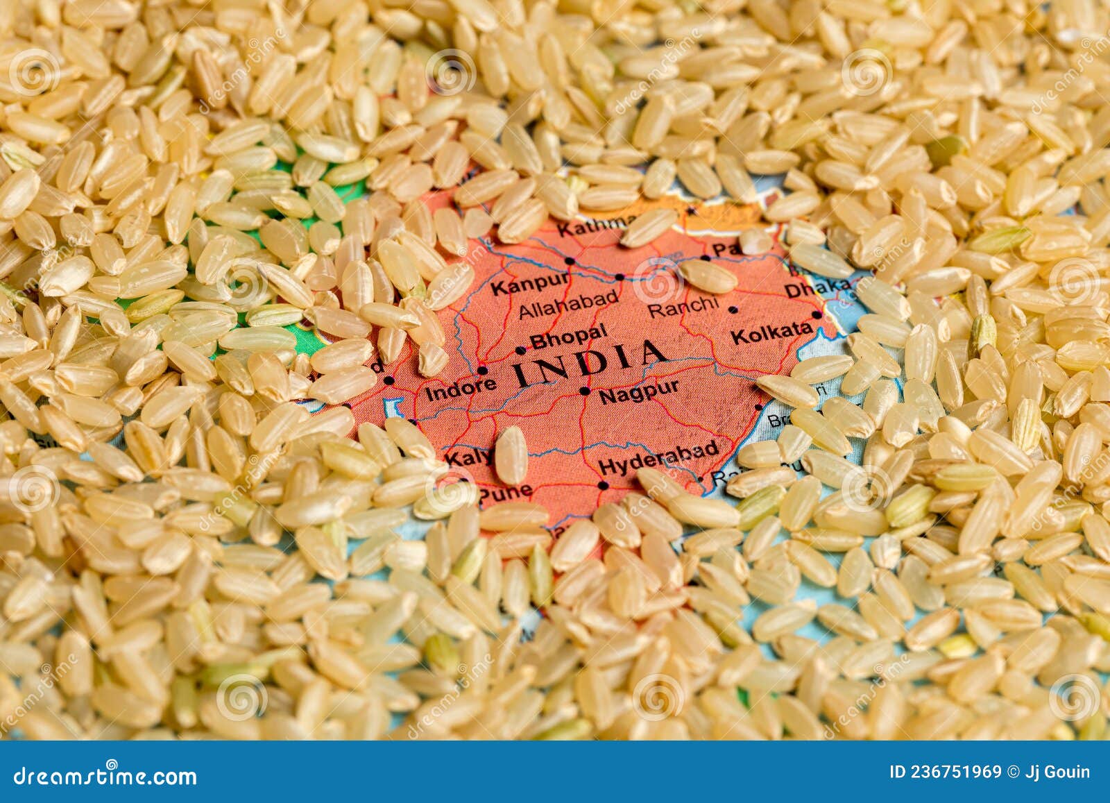 Map of India Surrounded by Rice. Stock Image - Image of closeup ...