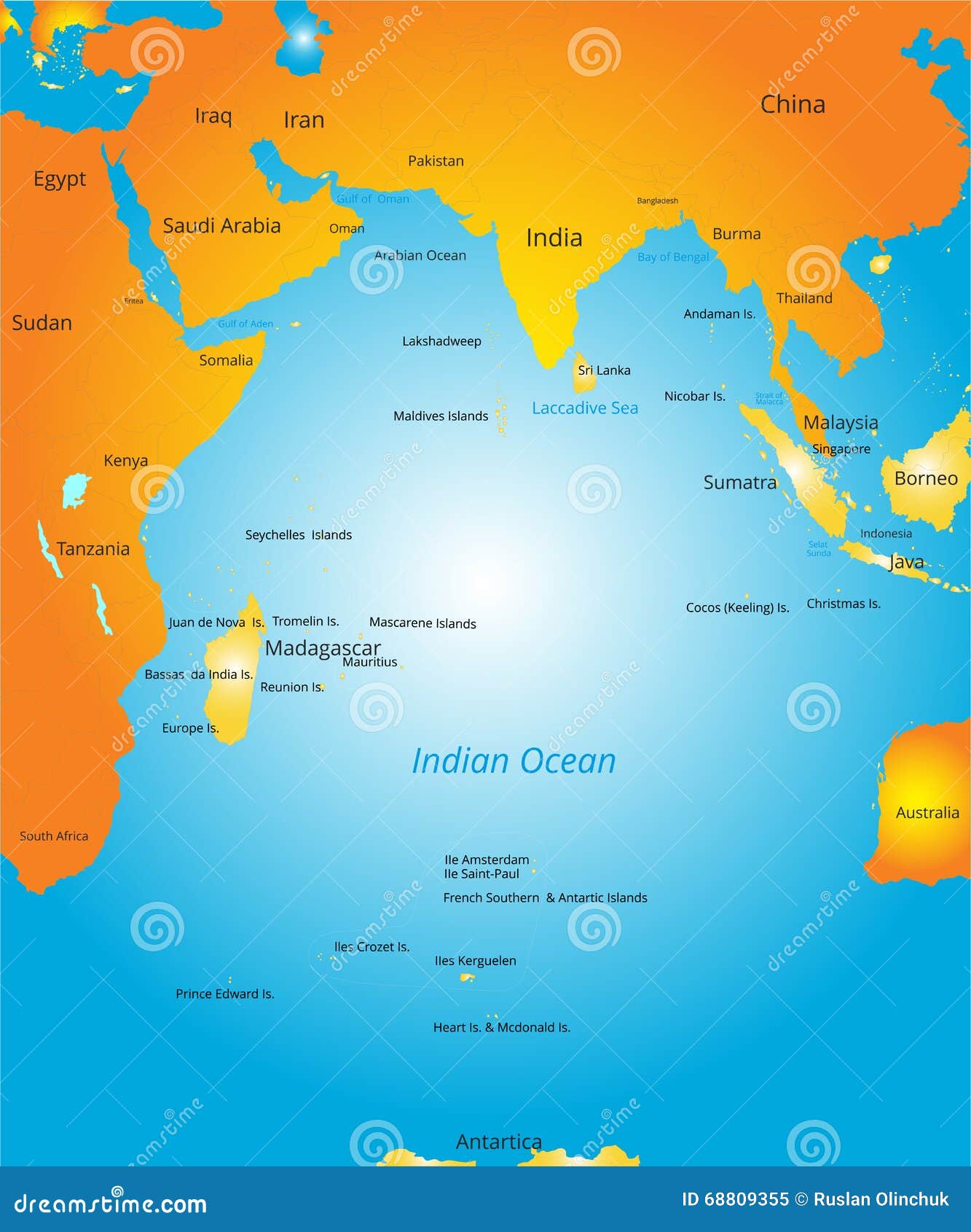 Map of Indian ocean region stock vector. Illustration of education ...
