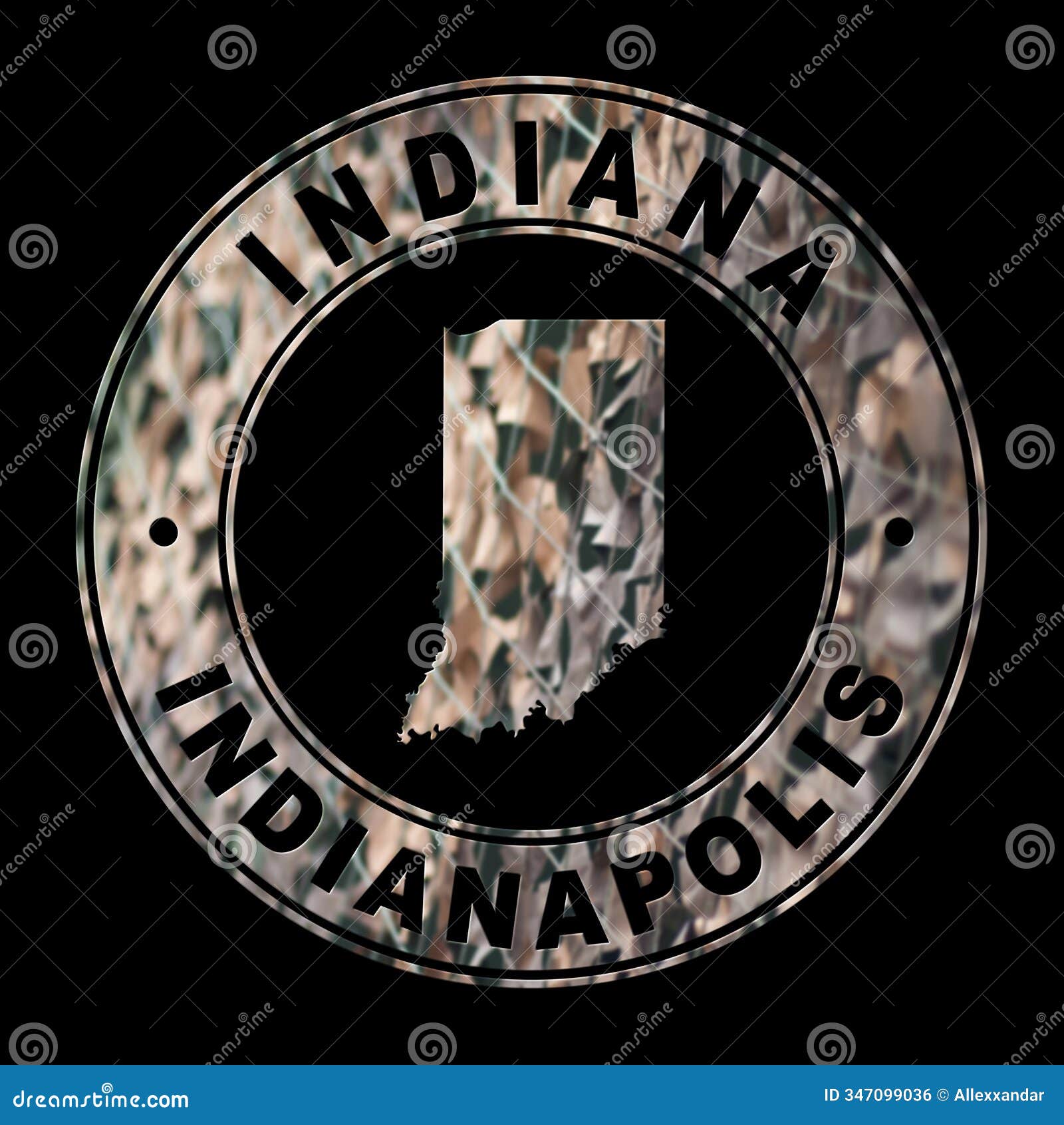 Map of Indiana, Military Stamp Stock Illustration - Illustration of ...