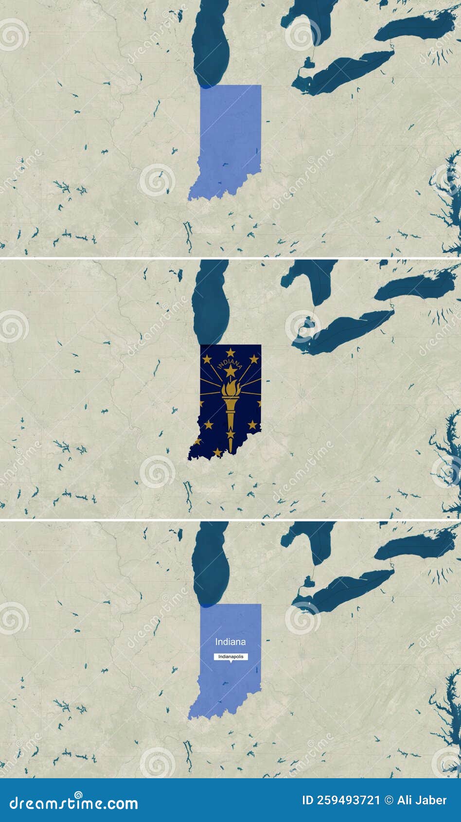 The Map of Indiana with Text, Textless, and with Flag Stock ...
