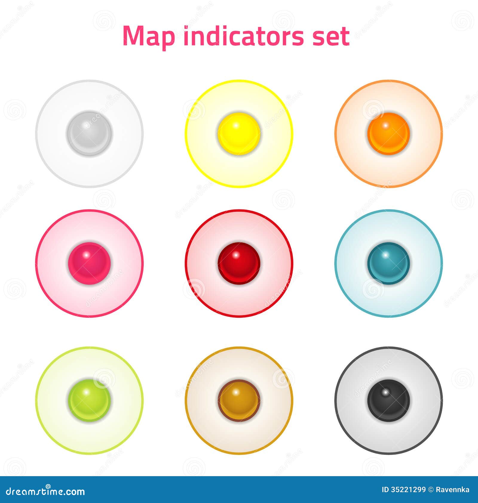 Map Indicators Set Stock Illustration Illustration Of Shiny 35221299