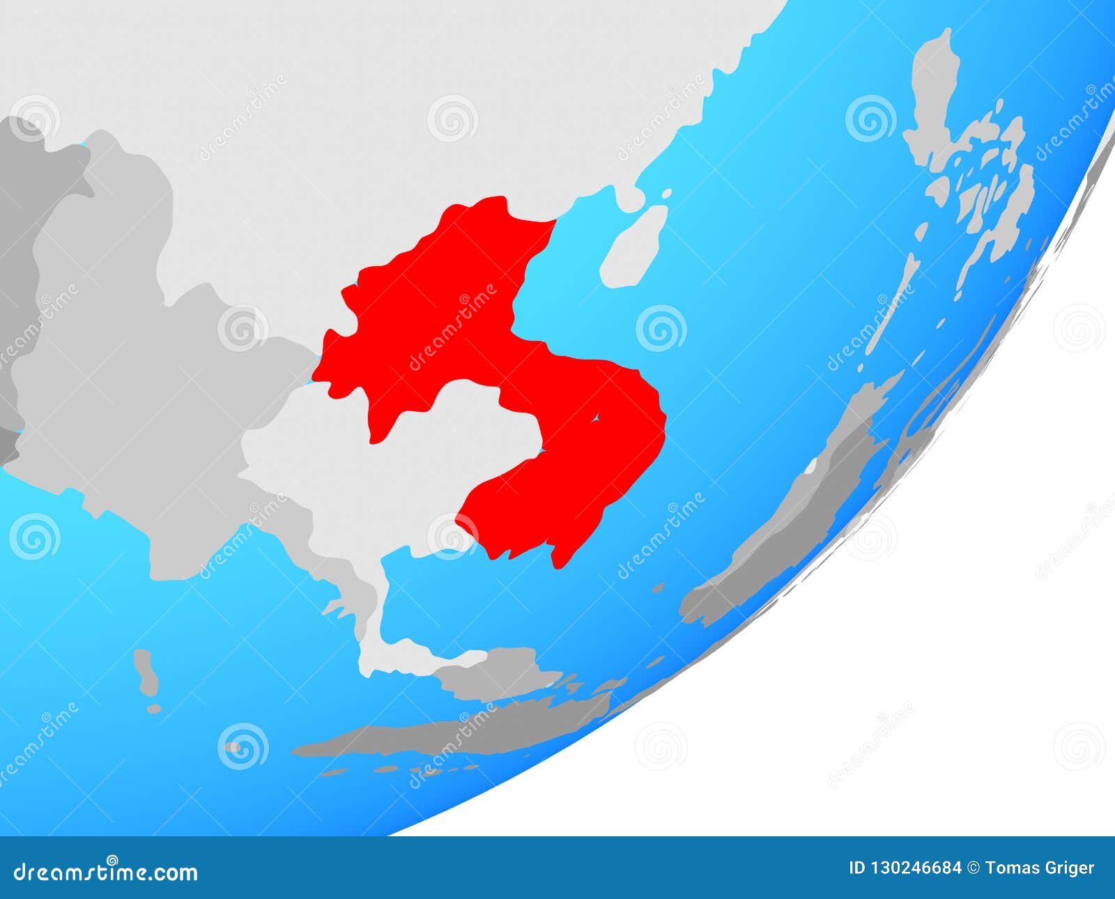 Map of Indochina on globe stock illustration. Illustration of region ...
