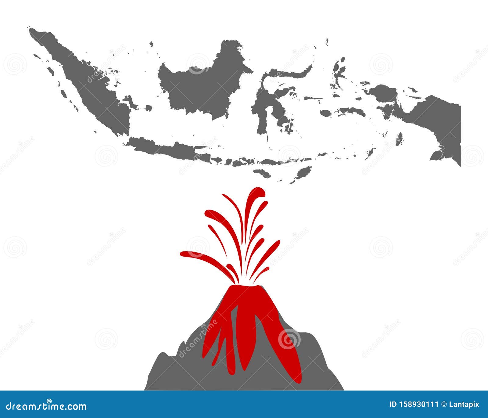 Map of Indonesia with Volcano Stock Vector - Illustration of vector ...