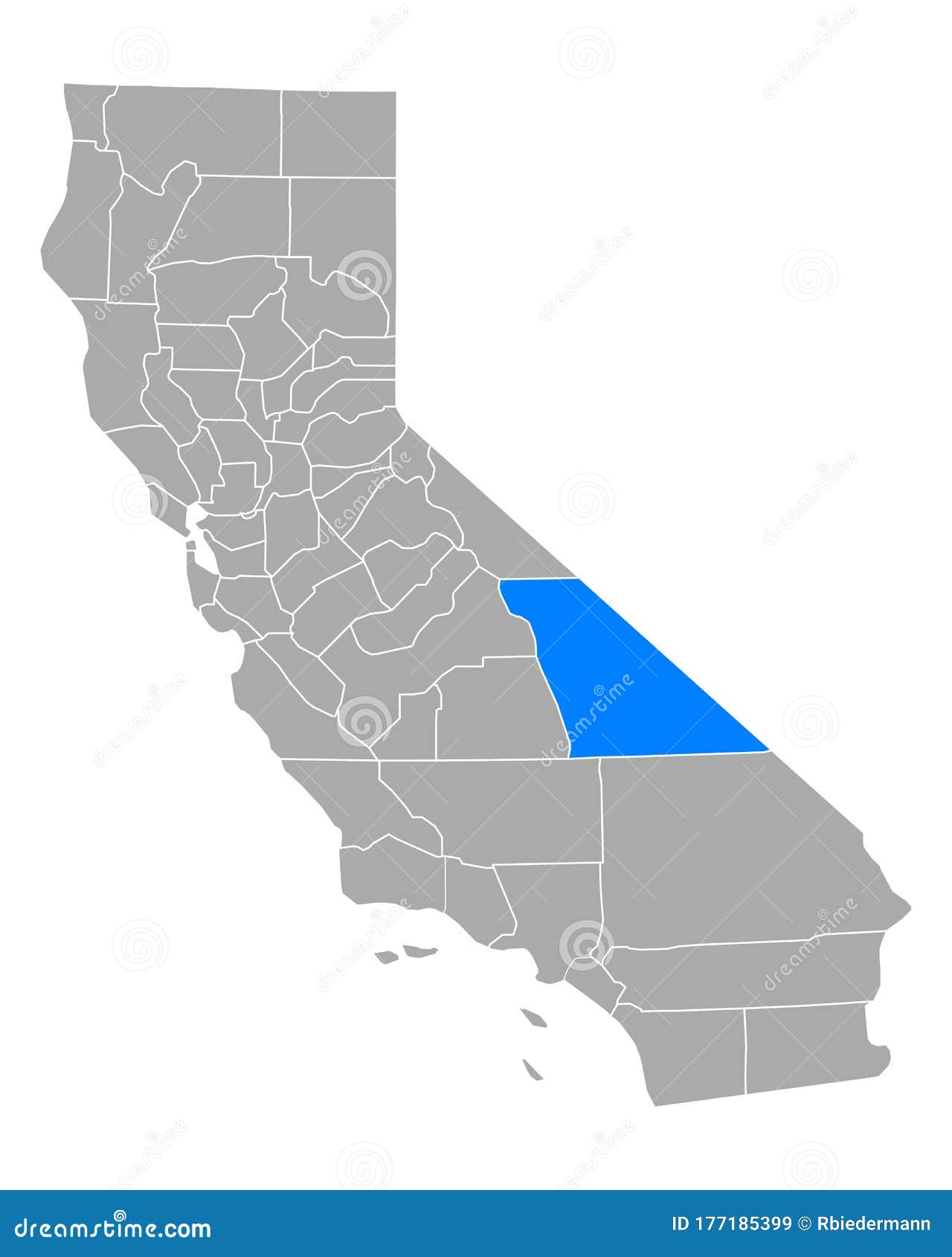 Map of Inyo in California stock vector. Illustration of vector - 177185399