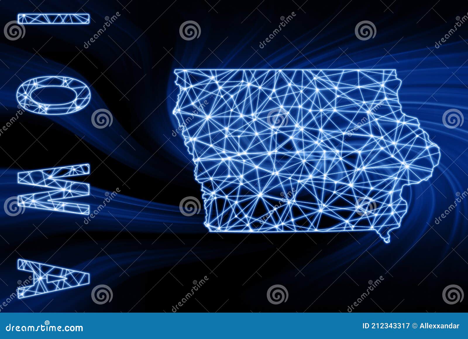 Iowa Line Art Map Cartoon Vector | CartoonDealer.com #126789889