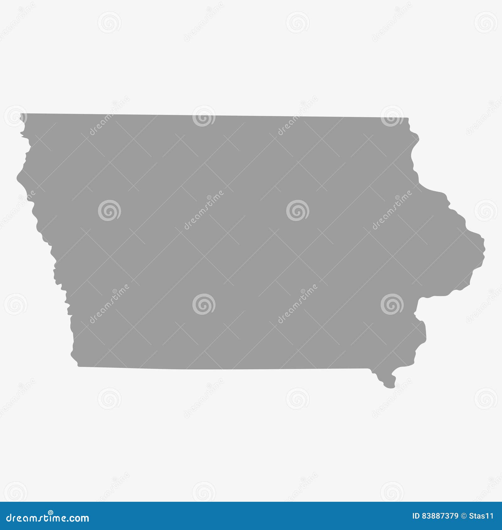 Iowa, IA, Gray Political Map, US State, Nicknamed The Hawkeye State ...
