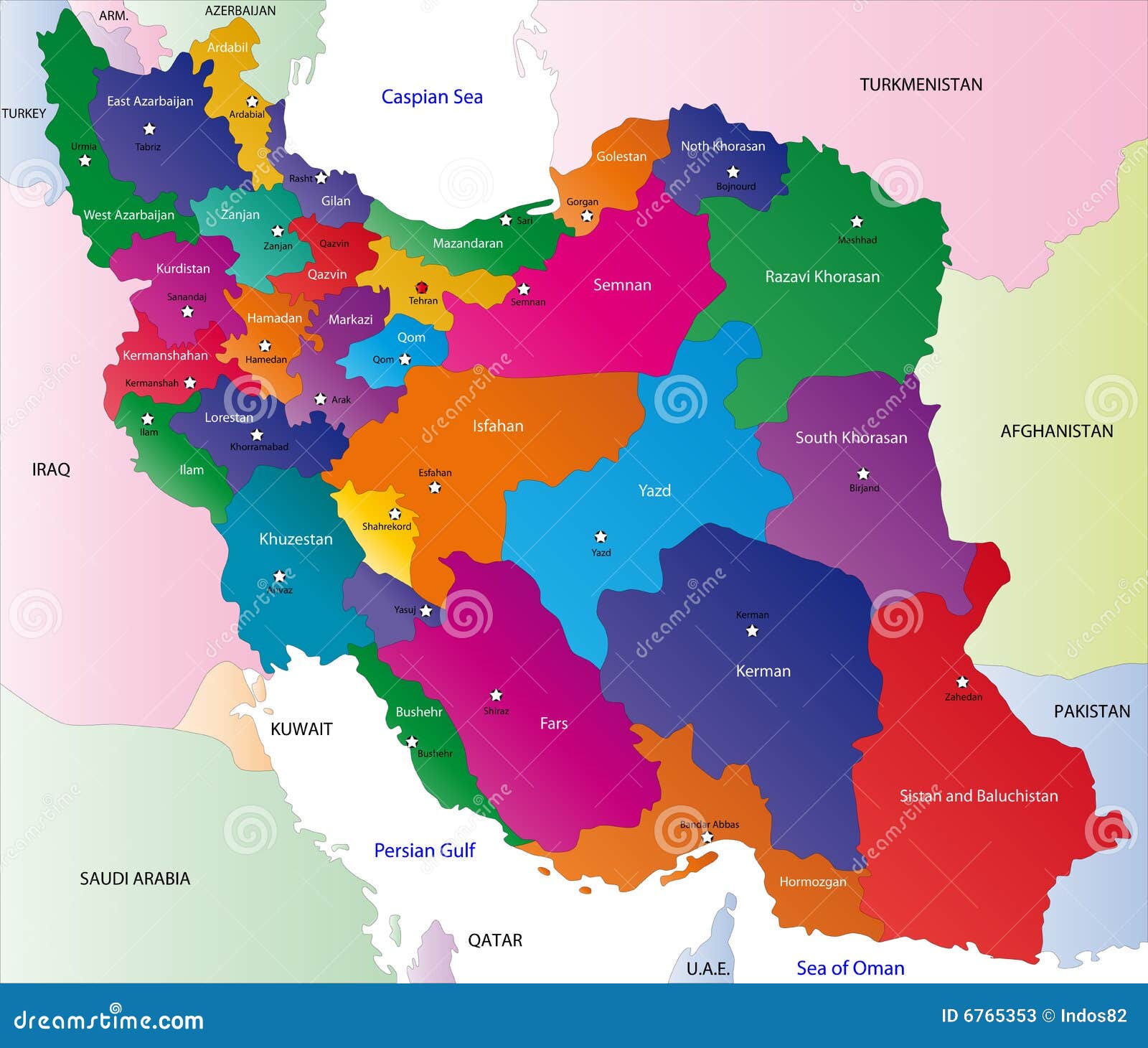 Map of Iran stock vector. Illustration of asia, boundary - 6765353