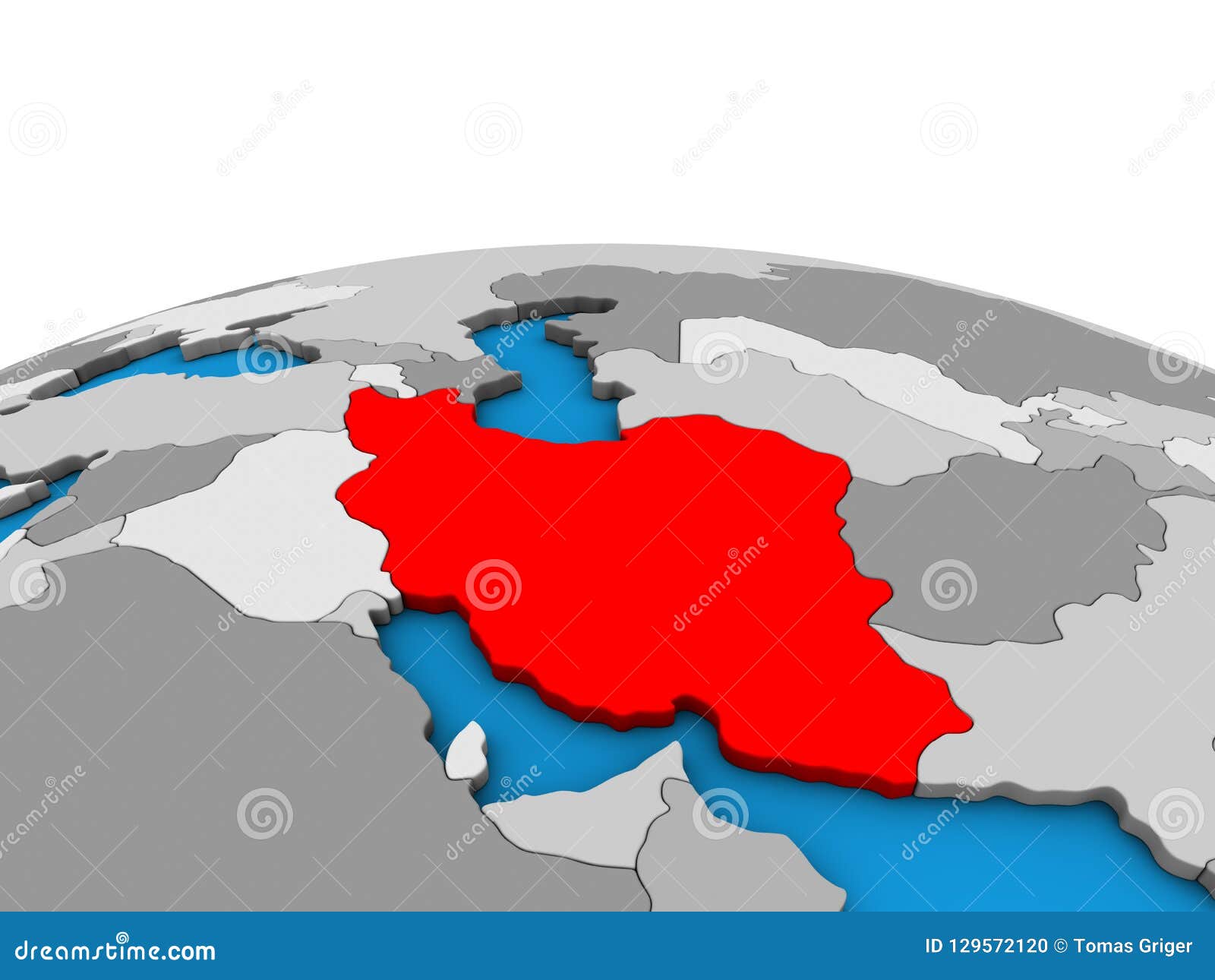 Map of Iran on 3D globe stock illustration. Illustration of political ...