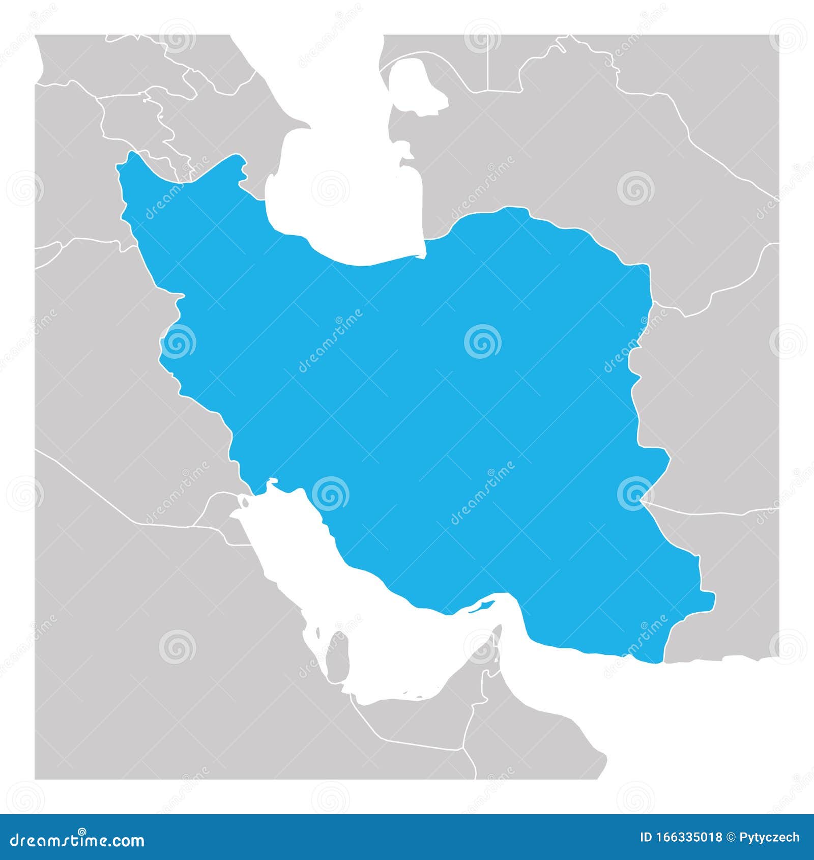 Map of Iran Green Highlighted with Neighbor Countries Stock Vector ...