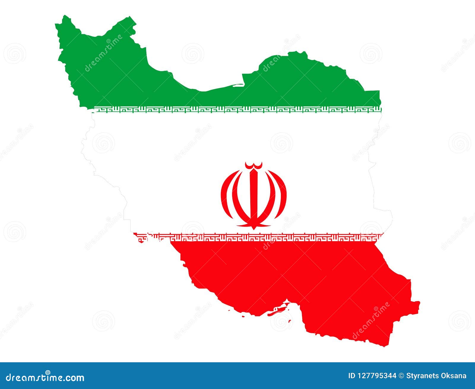 Iranian Flag. Sketch. Color The Flag According To The Given Example ...