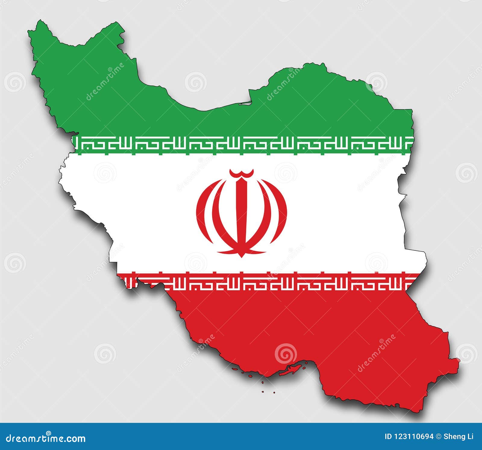 Map of Iran, Filled with the National Flag Stock Vector - Illustration ...