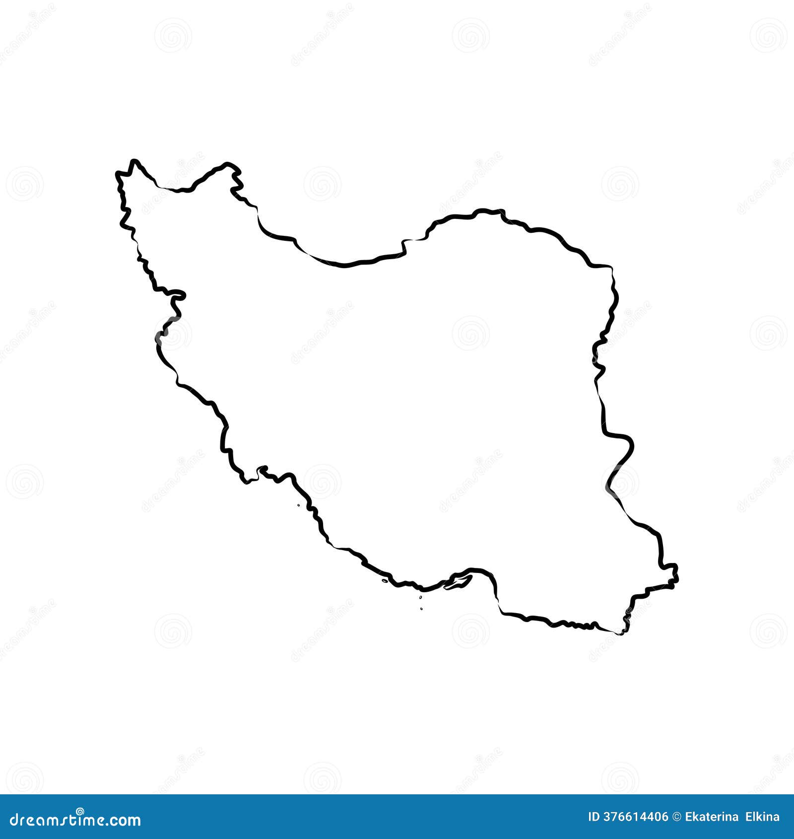 Iran Outline Map With The Handwritten Country Name. Continuous Line ...