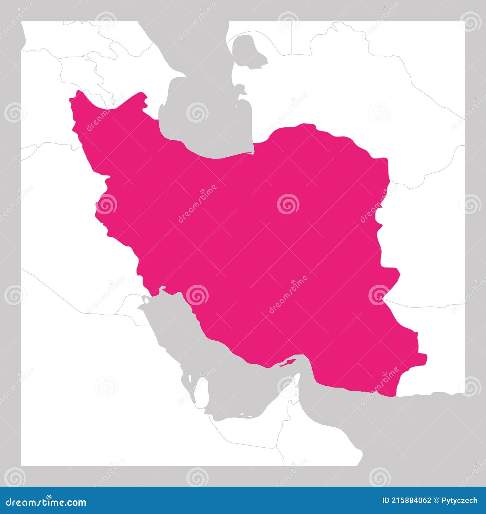 Map of Iran Pink Highlighted with Neighbor Countries Stock Vector ...