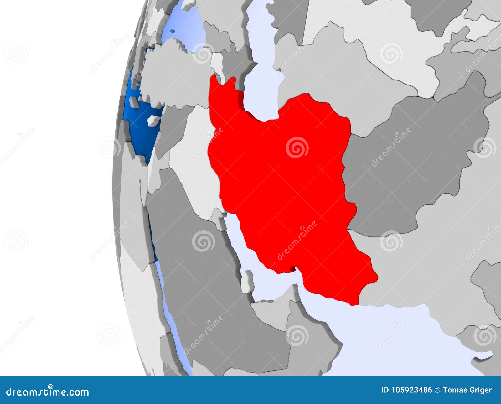 Map of Iran on Political Globe Stock Illustration - Illustration of ...