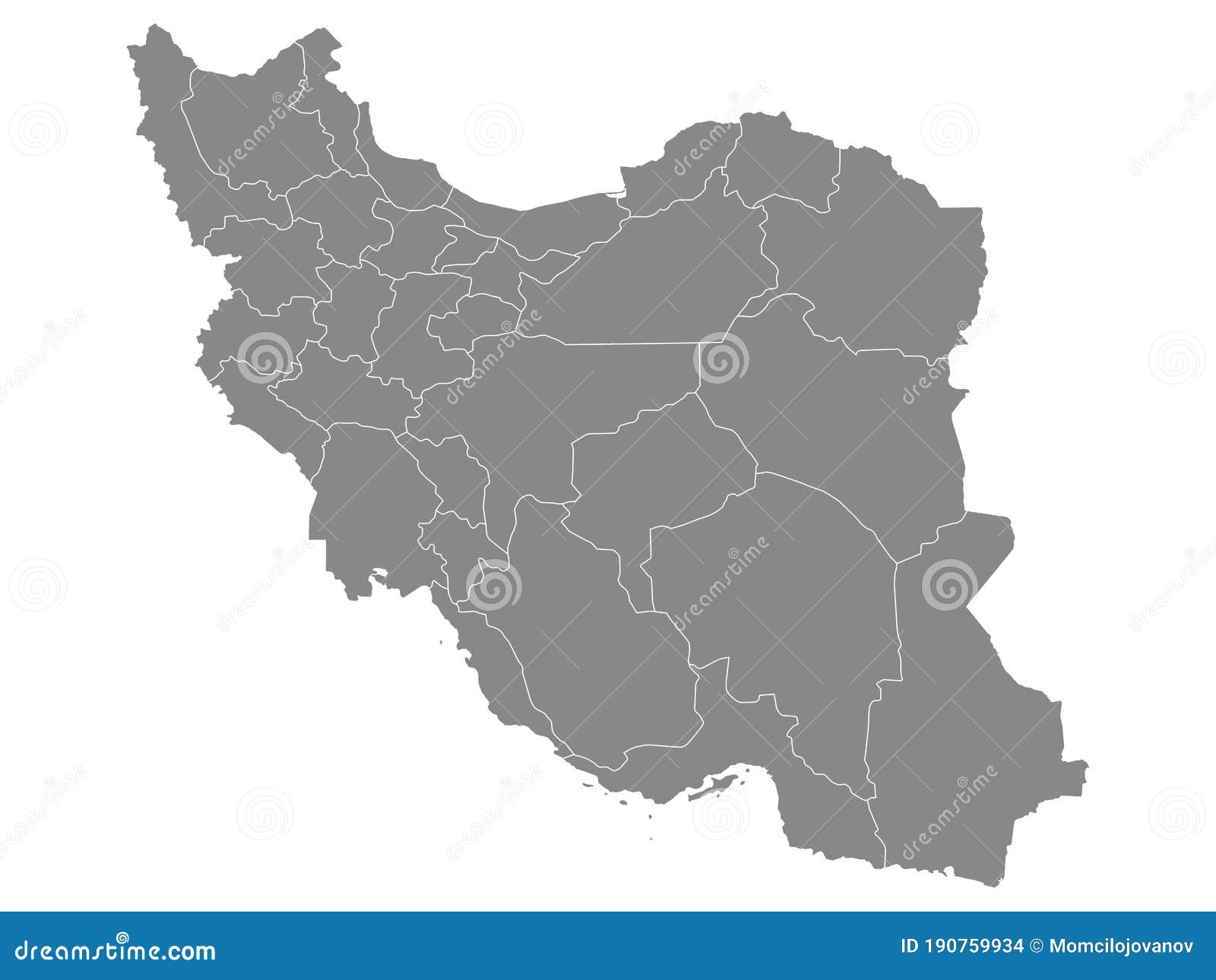 Map of Iranian Provinces stock vector. Illustration of relief - 190759934