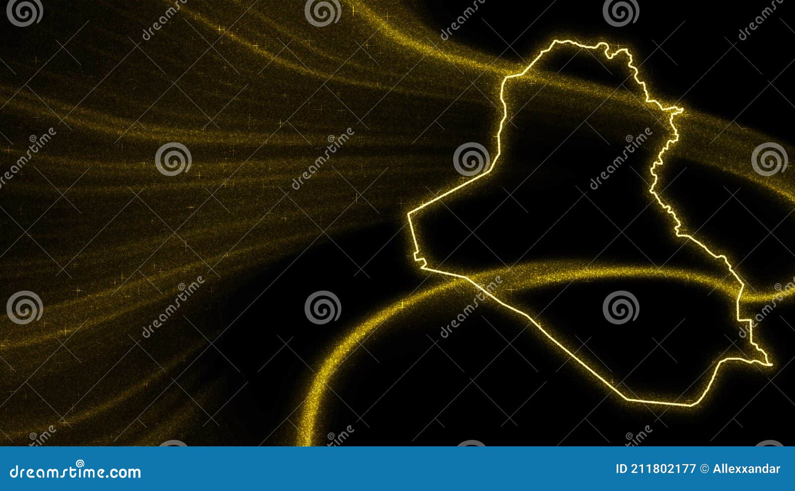 Map of Iraq, Gold Glitter Map Stock Image - Image of borders, luxury ...