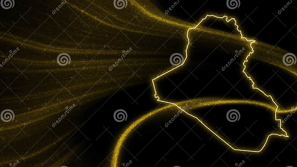 Map of Iraq, Gold Glitter Map Stock Image - Image of borders, luxury ...