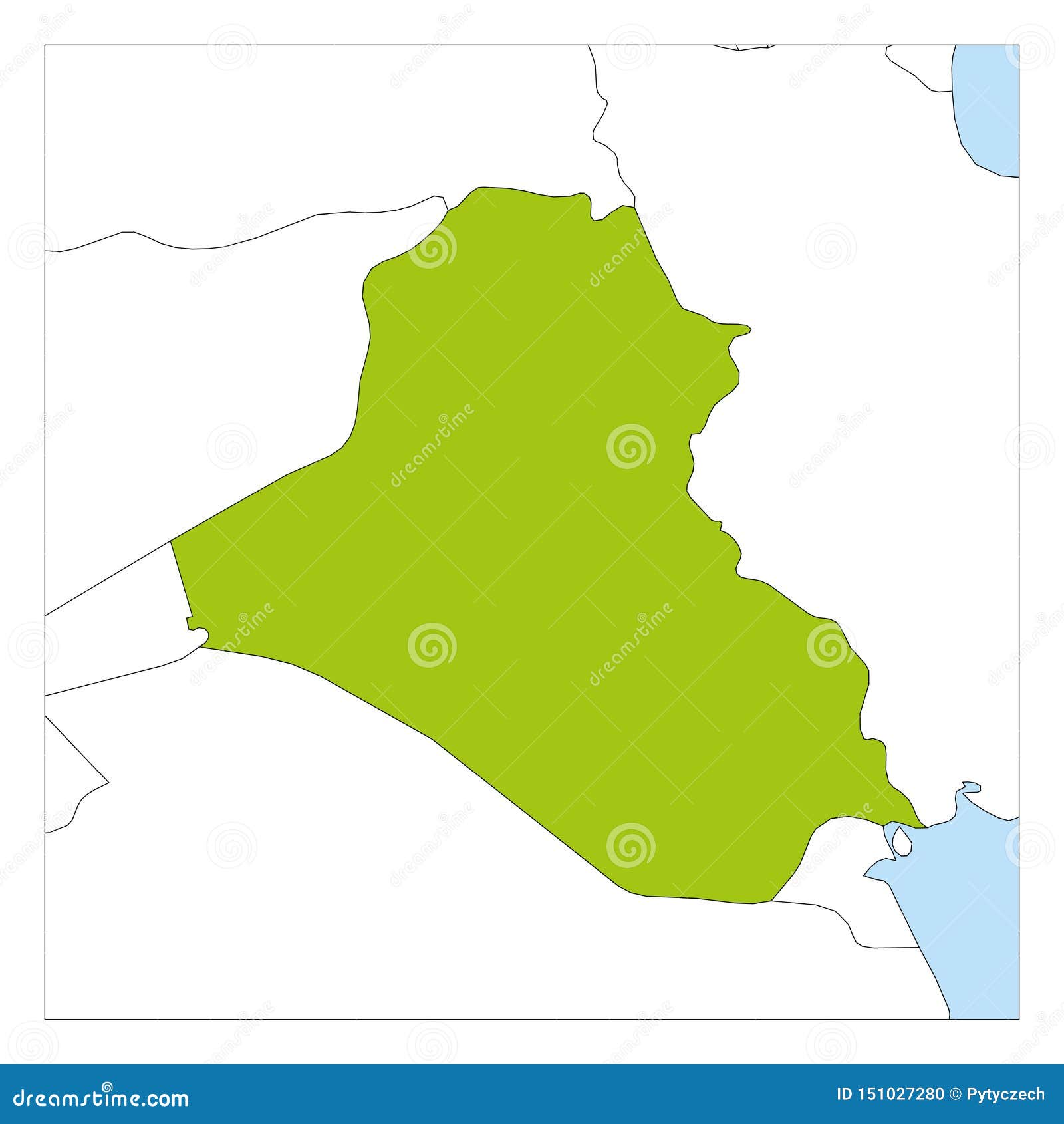 Map of Iraq Green Highlighted with Neighbor Countries Stock Vector ...