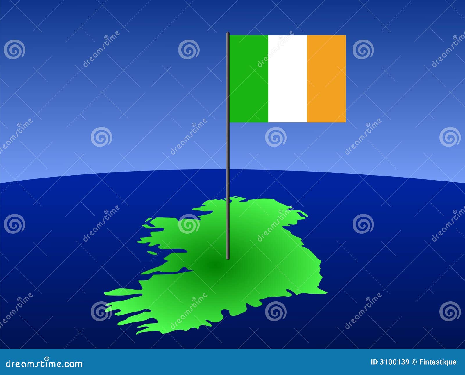 Map of ireland with flag stock vector. Illustration of horizon - 3100139