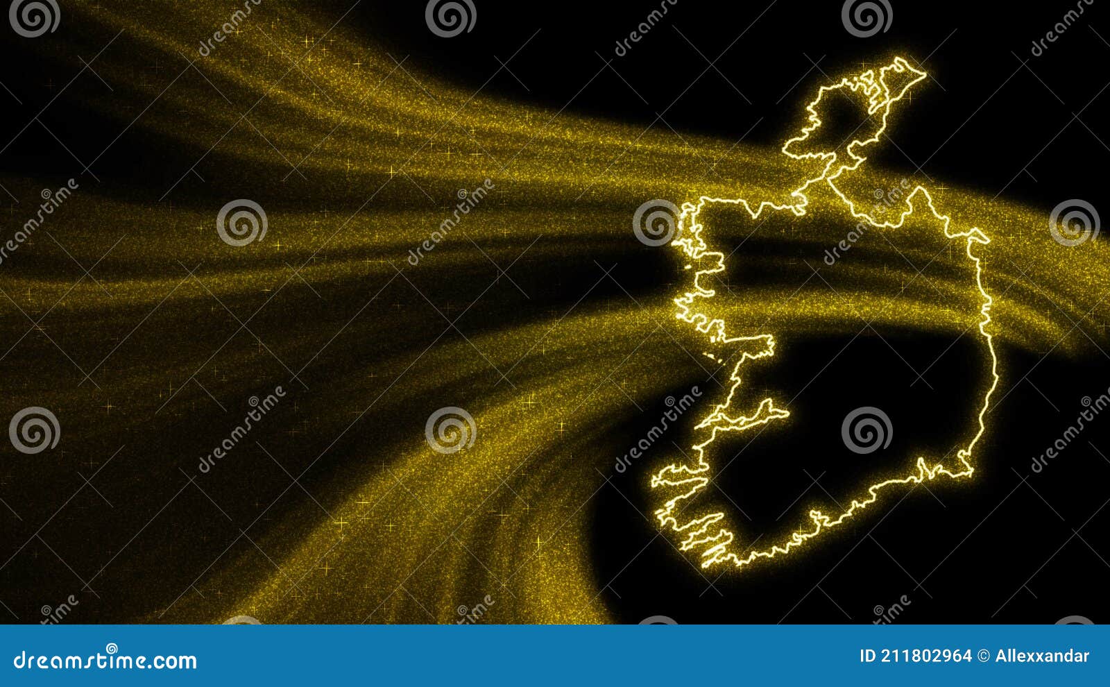 Map of Ireland, Gold Glitter Map Stock Illustration - Illustration of ...
