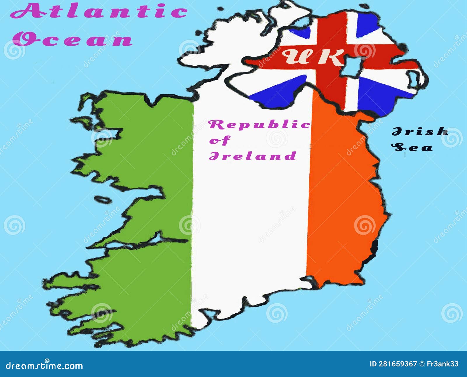 Map of ireland stock illustration. Illustration of united - 281659367