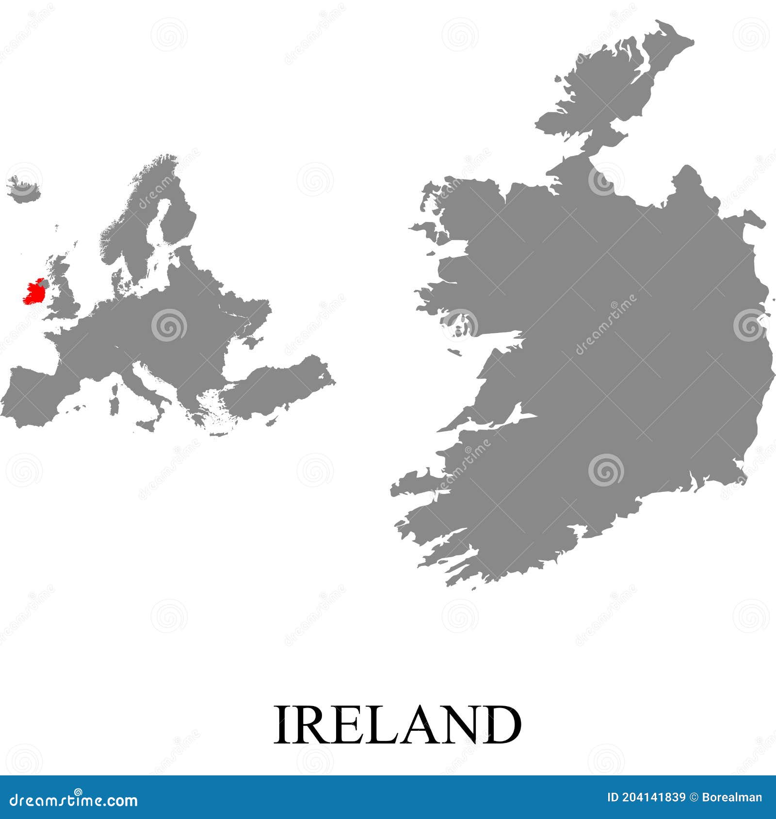 Map of the Ireland stock vector. Illustration of graphic - 204141839