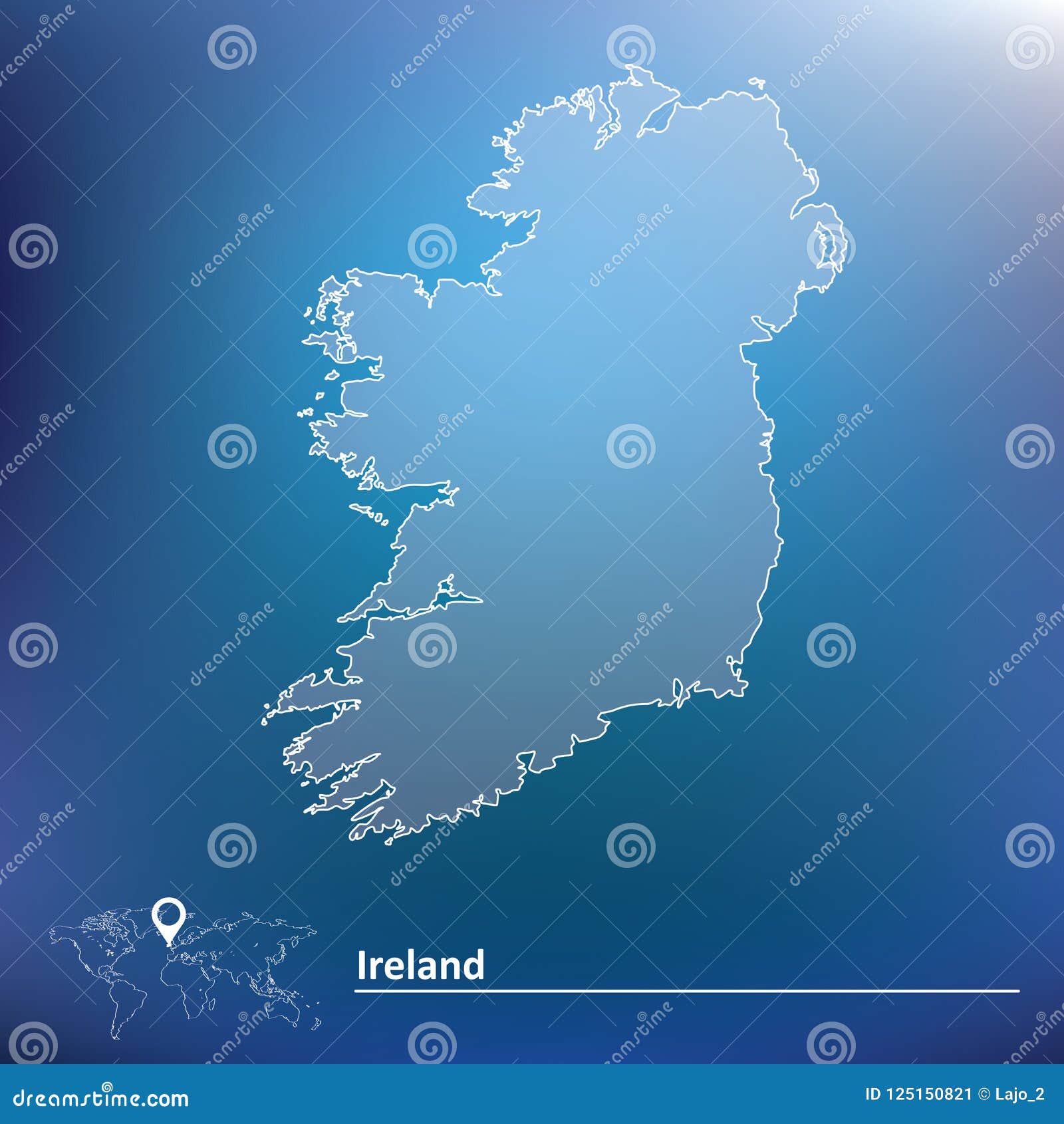Map of Ireland stock vector. Illustration of graphic - 125150821