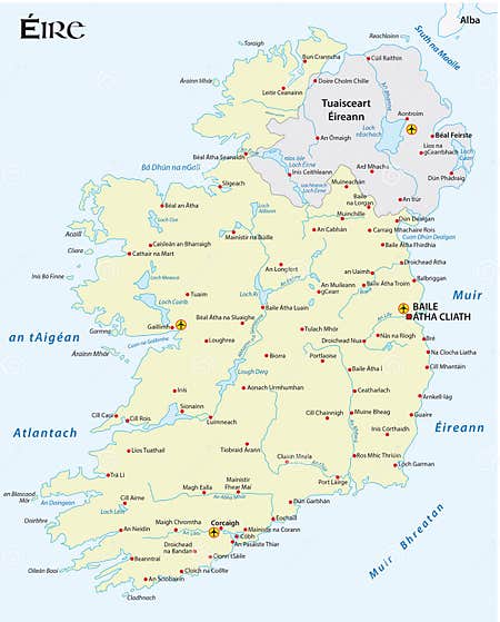 Map of the Irish Republic in Irish Gaelic Language Stock Illustration ...