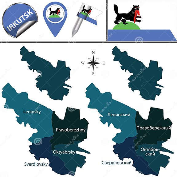 Map of Irkutsk, Russia stock vector. Illustration of russia - 175604375