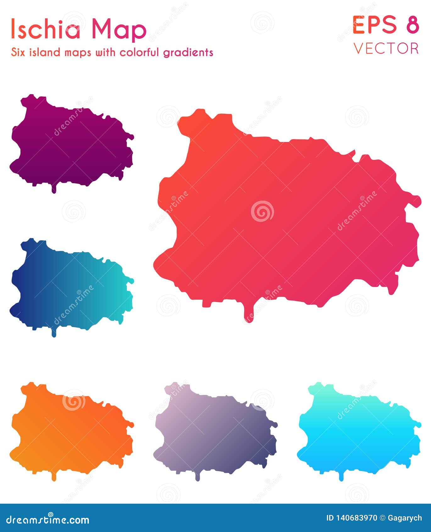 Map of Ischia with Beautiful Gradients. Stock Vector - Illustration of ...