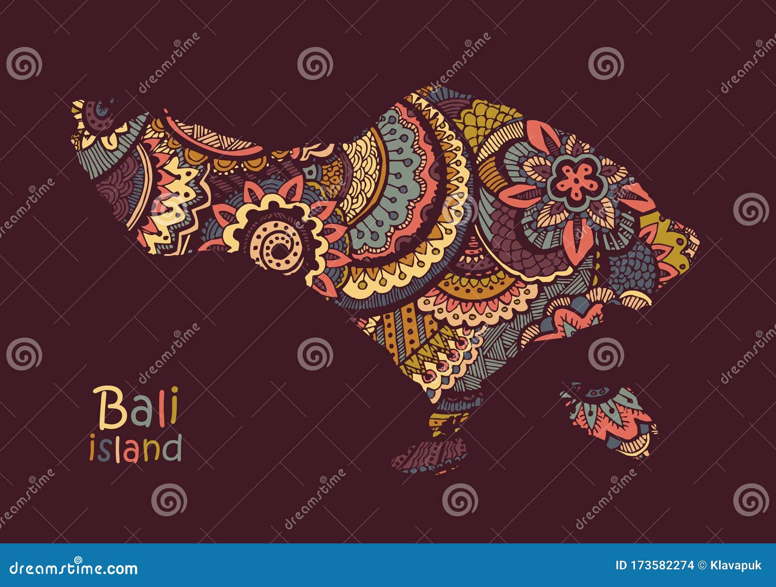 Map of the Island of Bali. Indonesia Stock Vector - Illustration of ...