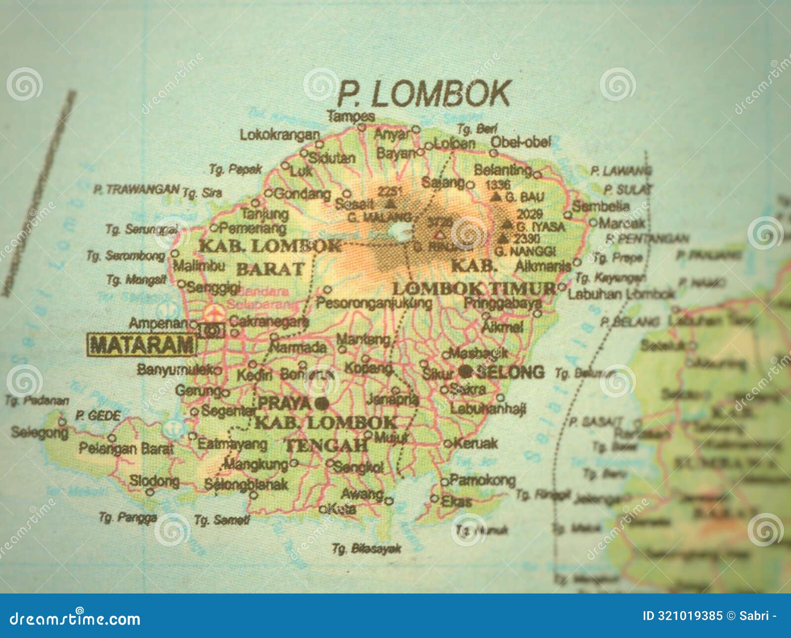 Map of the Island of Lombok, Indonesia. Stock Image - Image of ...