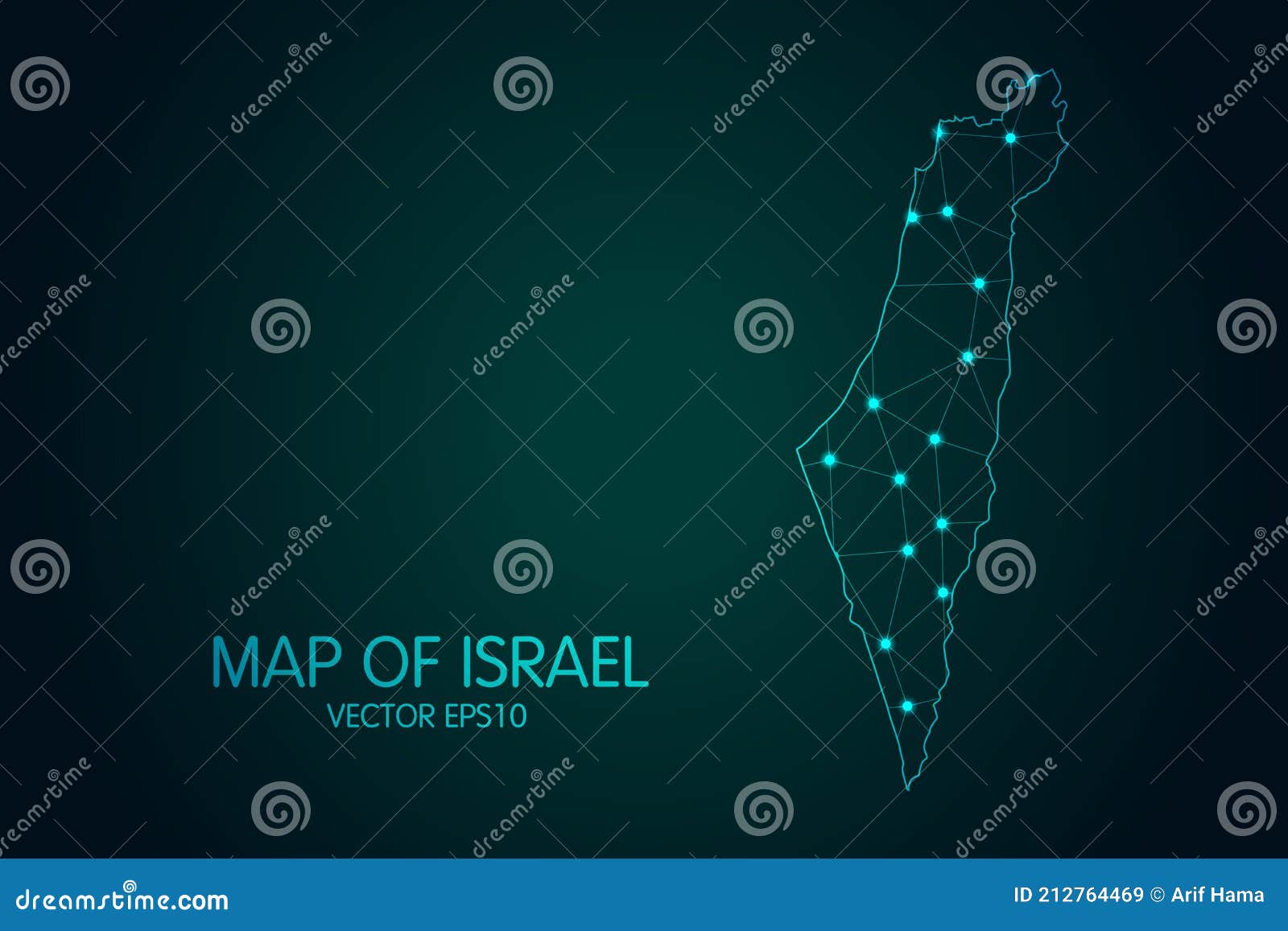 Map of Israel - with Glowing Point and Lines Scales on the Dark ...