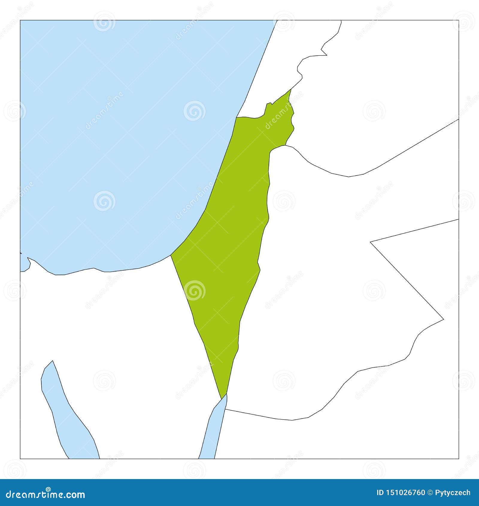 Map of Israel Green Highlighted with Neighbor Countries Stock Vector ...