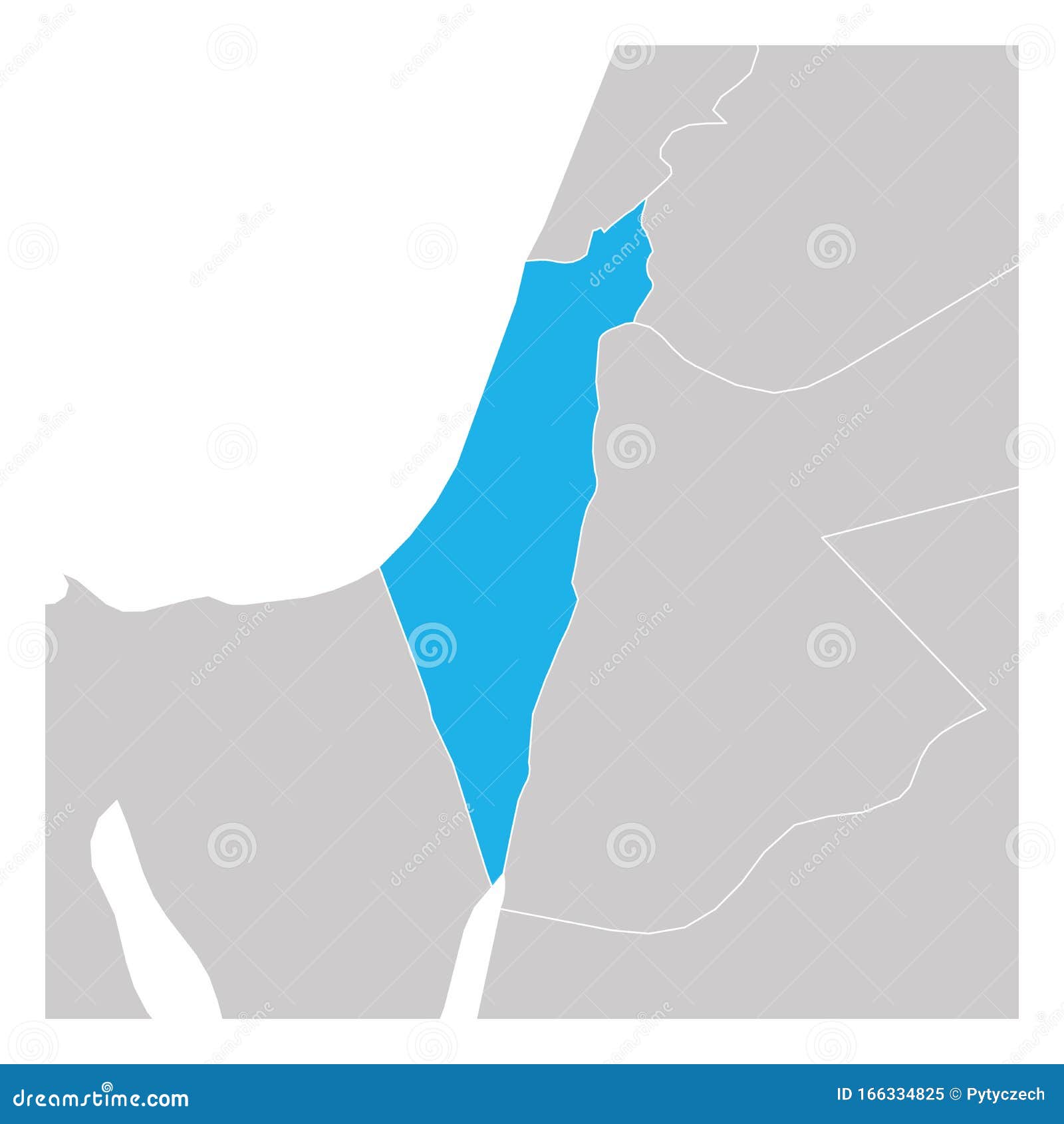 Map of Israel Green Highlighted with Neighbor Countries Stock Vector ...