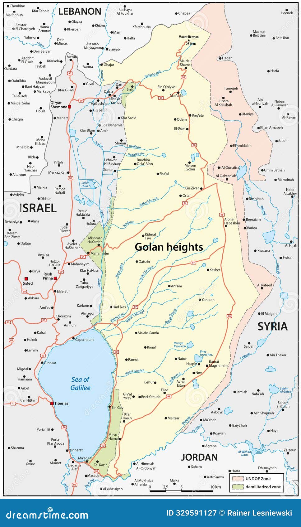 Map of the Israeli-occupied Golan Heights Stock Vector - Illustration ...
