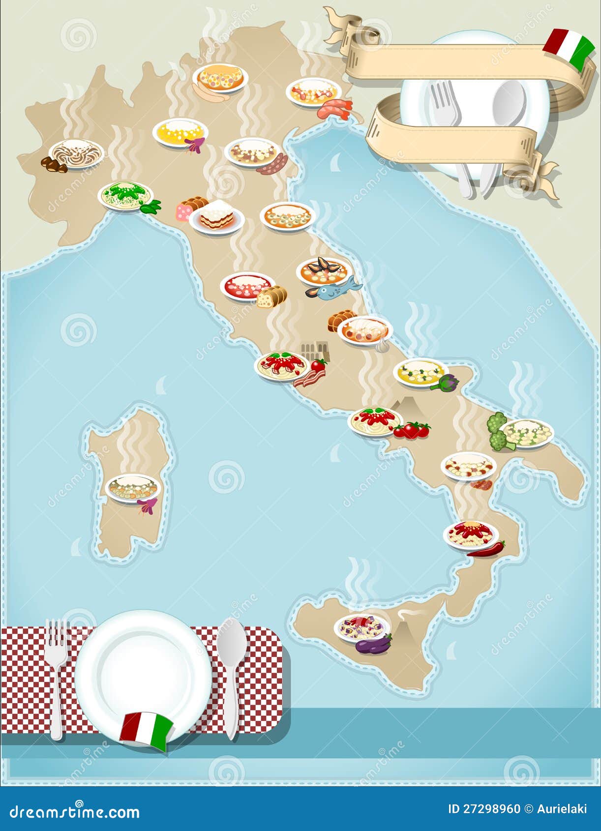 Map of Italians pasta stock vector. Illustration of advert - 27298960