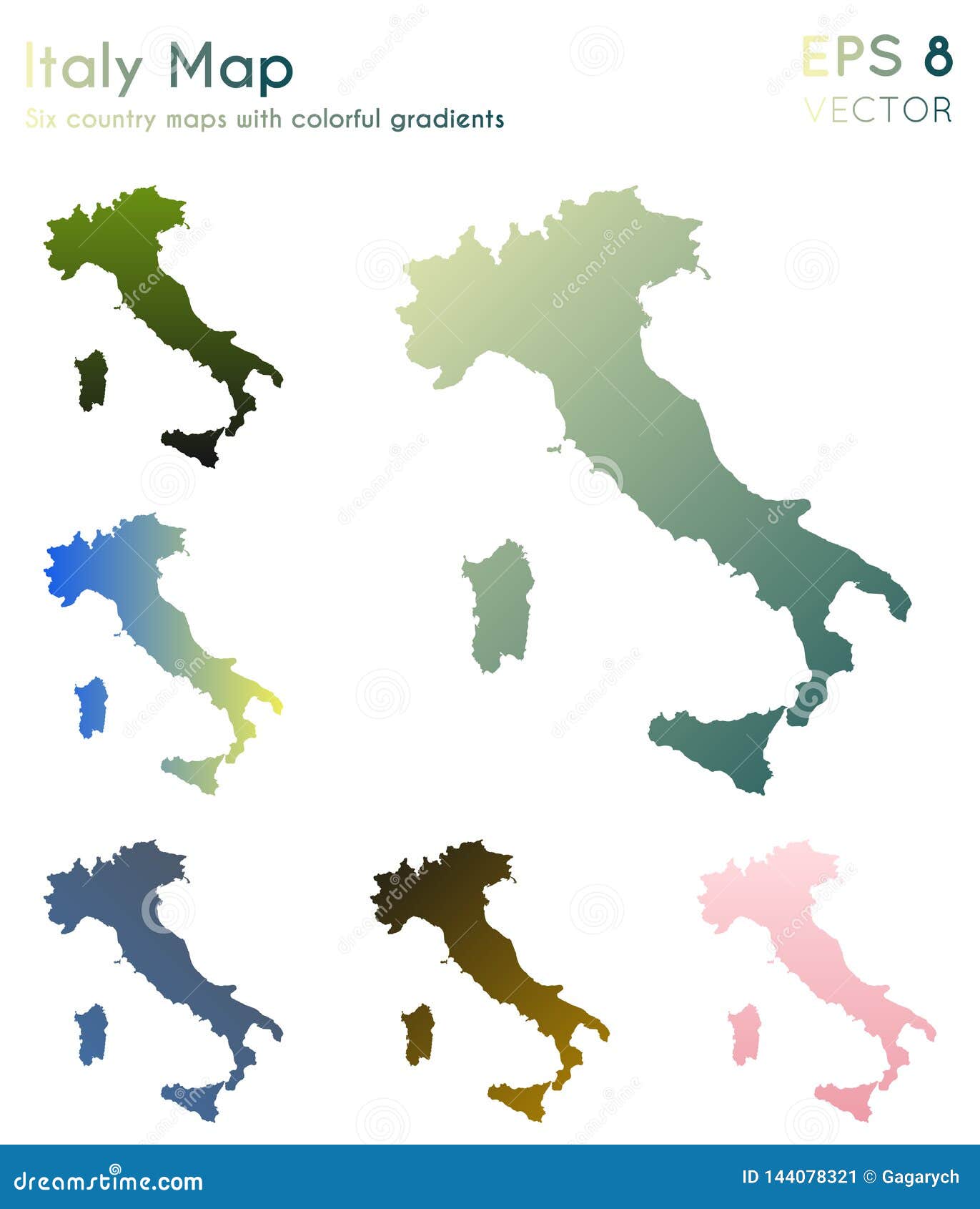 Map of Italy with Beautiful Gradients. Stock Vector - Illustration of ...
