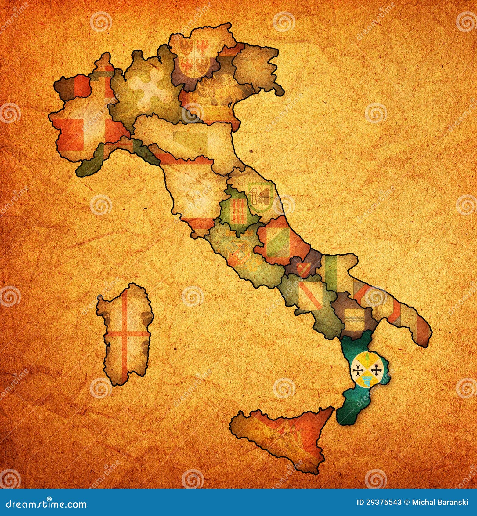 Map of Italy with Calabria Region Stock Illustration - Illustration of ...