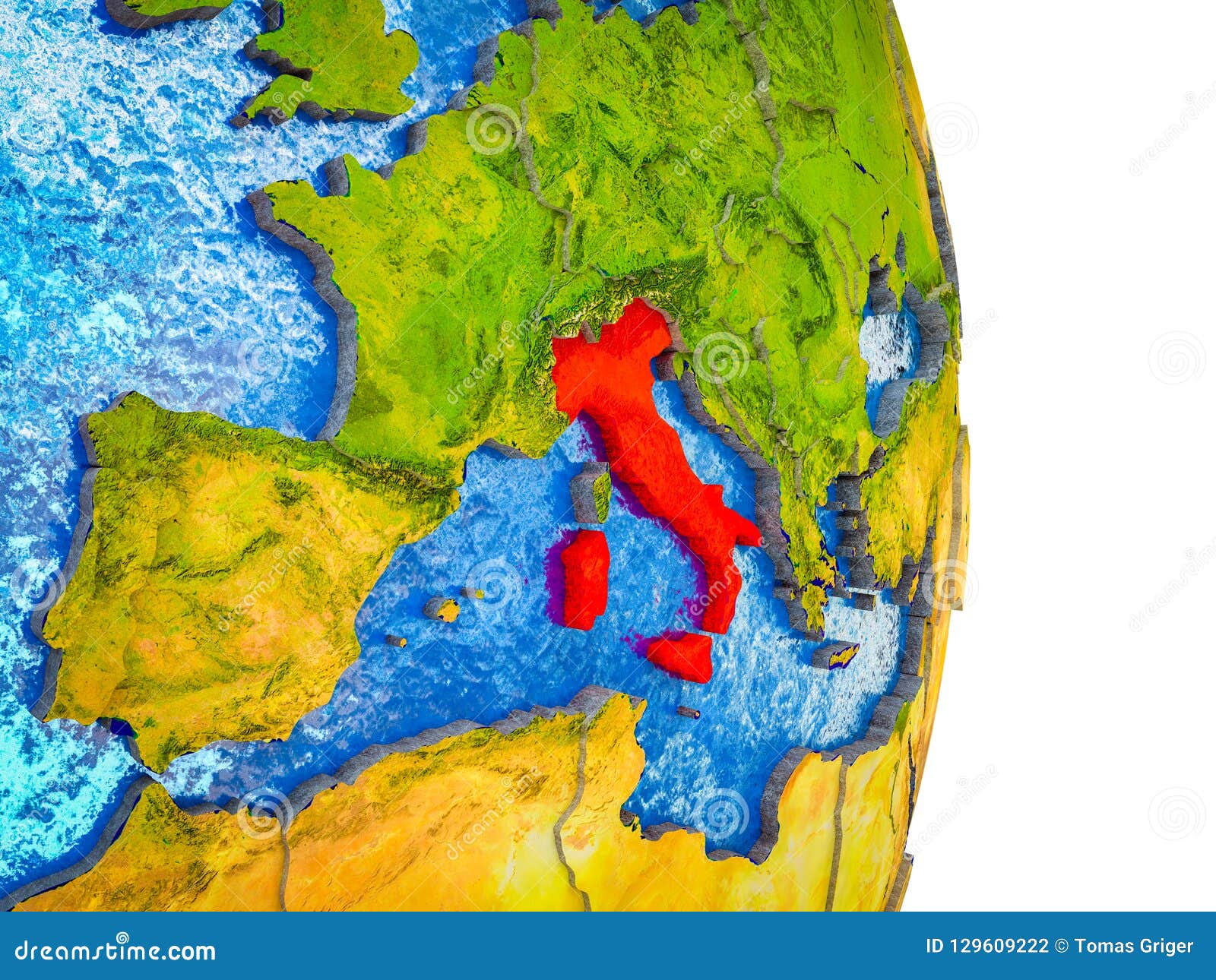 Map of Italy on 3D Earth stock illustration. Illustration of countries ...