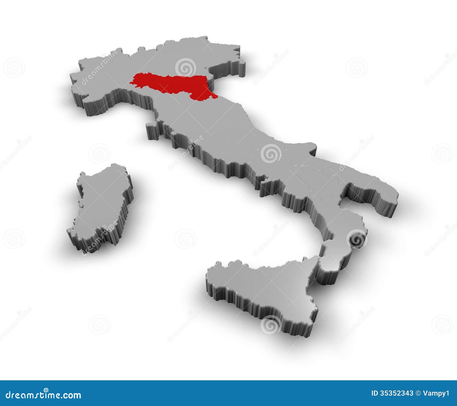 Map of Italy Emilia Romagna Stock Illustration - Illustration of valley ...